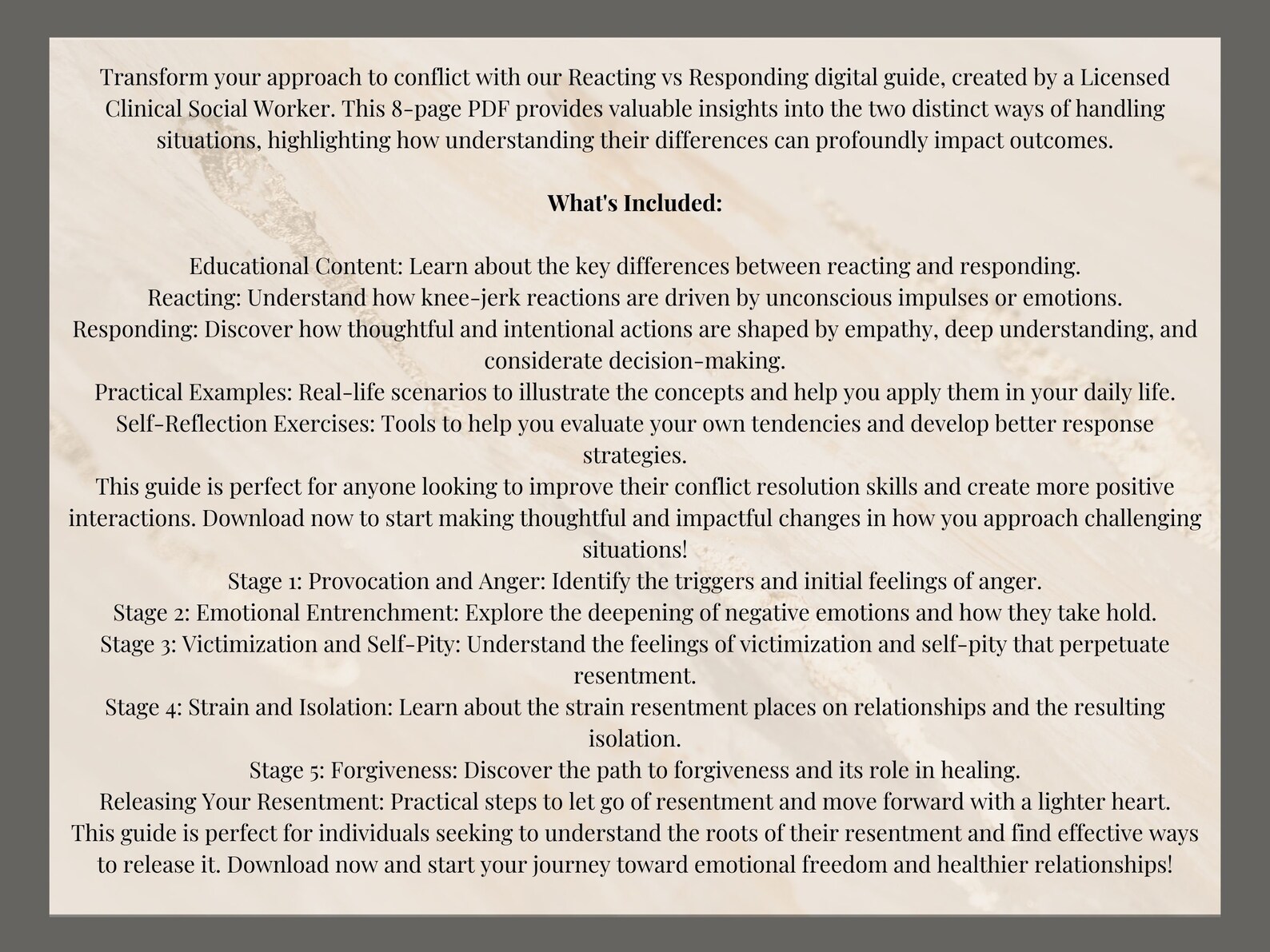 Responding Vs Reacting Worksheets Therapy Worksheets for Conflict ...