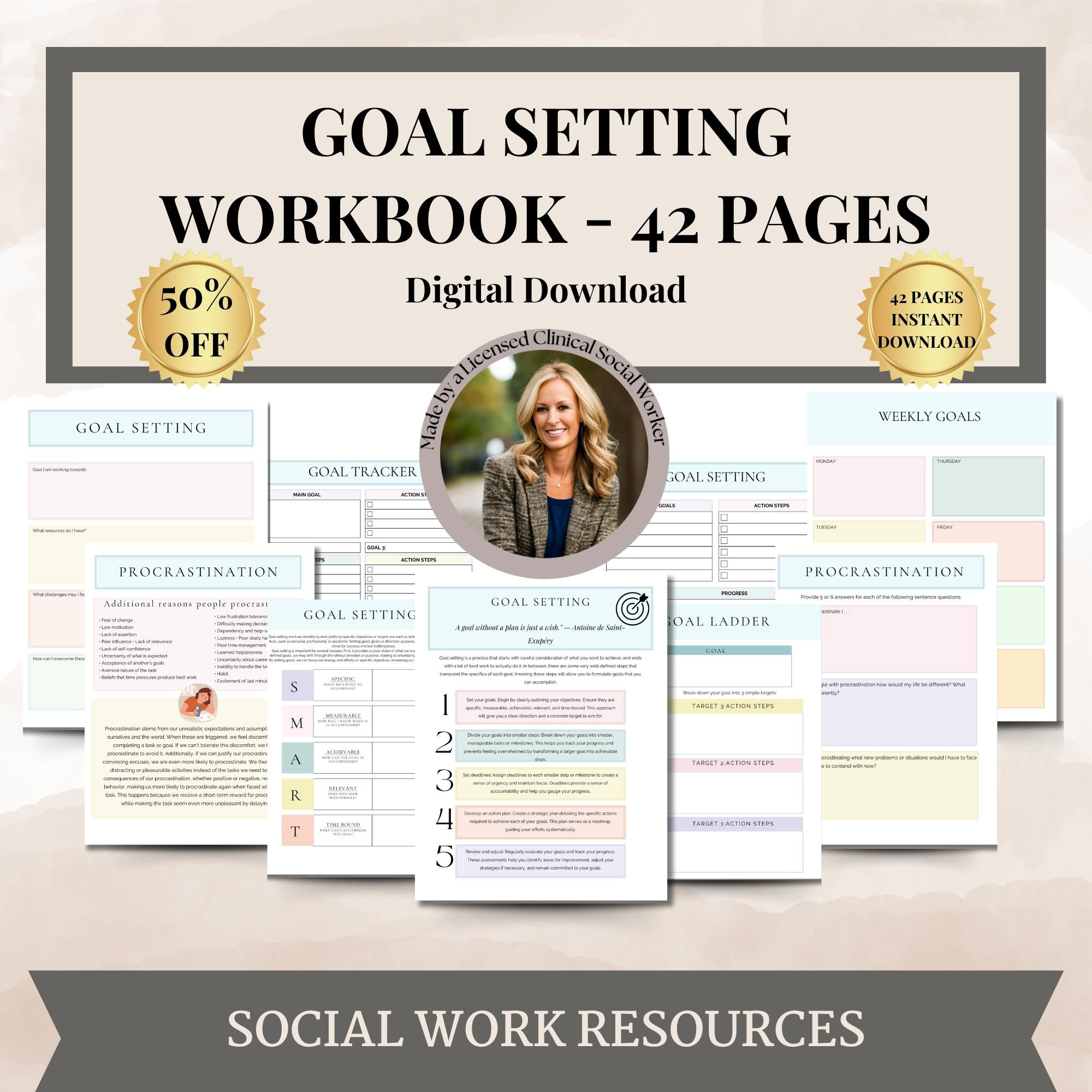 Goal Planner Bundle, SMART Goal Setting Kit,monthly Habits Reflections ...