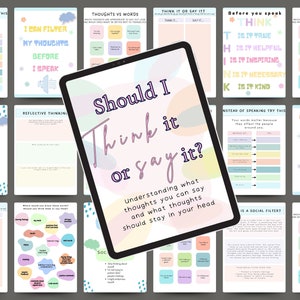 Think It or Say It Worksheets, Social Filter Activities, Social Skills ...