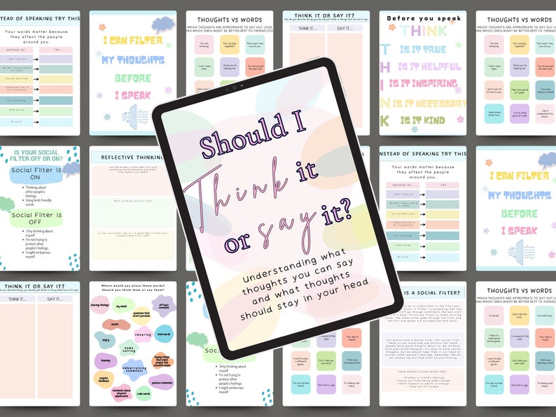 Think It or Say It Worksheets, Social Filter Activities, Social Skills ...