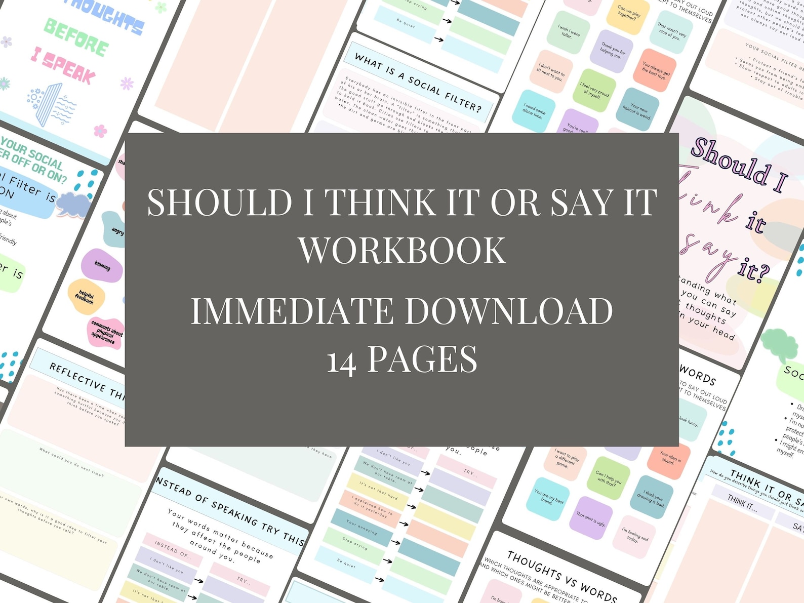 Think It or Say It Worksheets, Social Filter Activities, Social Skills ...