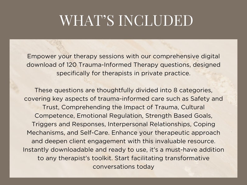 Trauma-informed Therapy Questions, Trauma Therapy Questions Bundle ...
