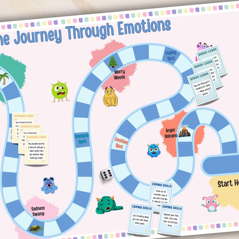 Kids Emotions Board Game Therapy Coping Skills Game for Kids Emotional ...