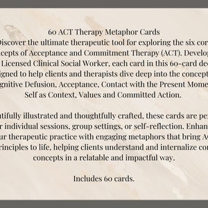 ACT Metaphors, Acceptance Therapy Metaphor Flash Cards, Commitment ...