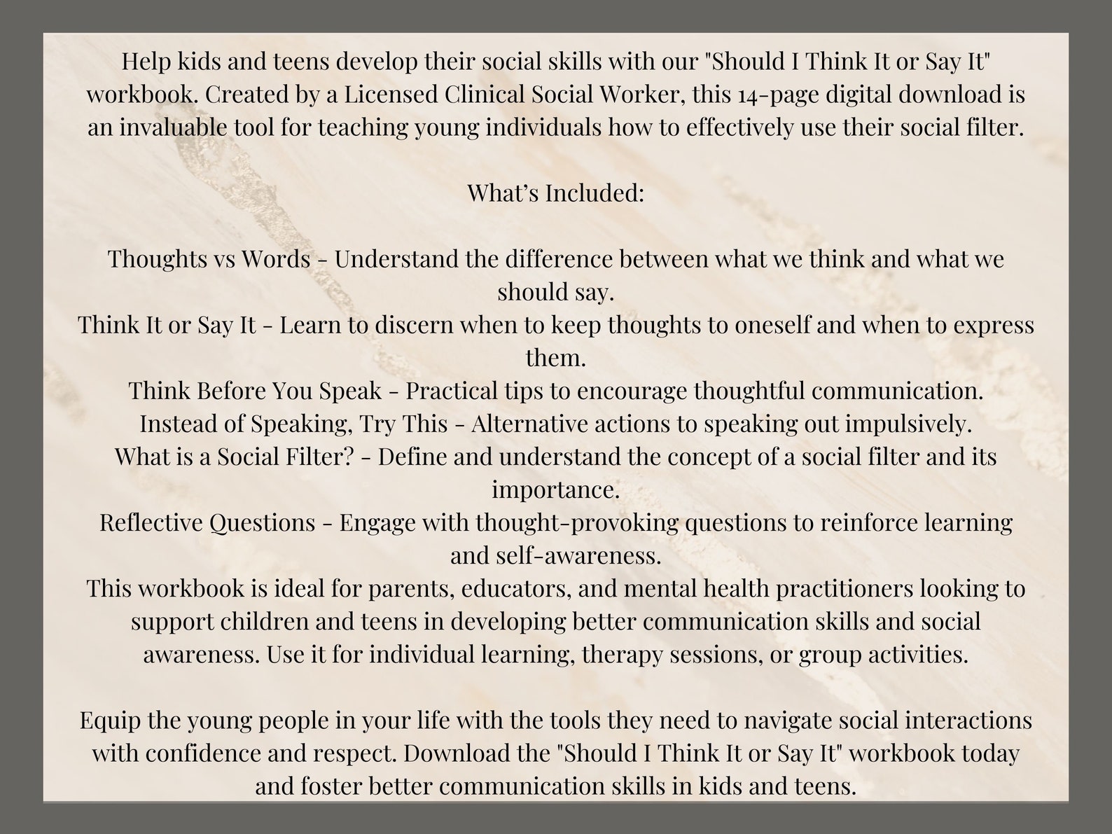 Think It or Say It Worksheets, Social Filter Activities, Social Skills ...