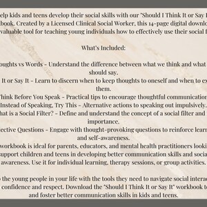 Think It or Say It Worksheets, Social Filter Activities, Social Skills ...