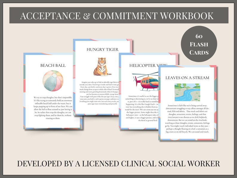 ACT Metaphors, Acceptance Therapy Metaphor Flash Cards, Commitment ...