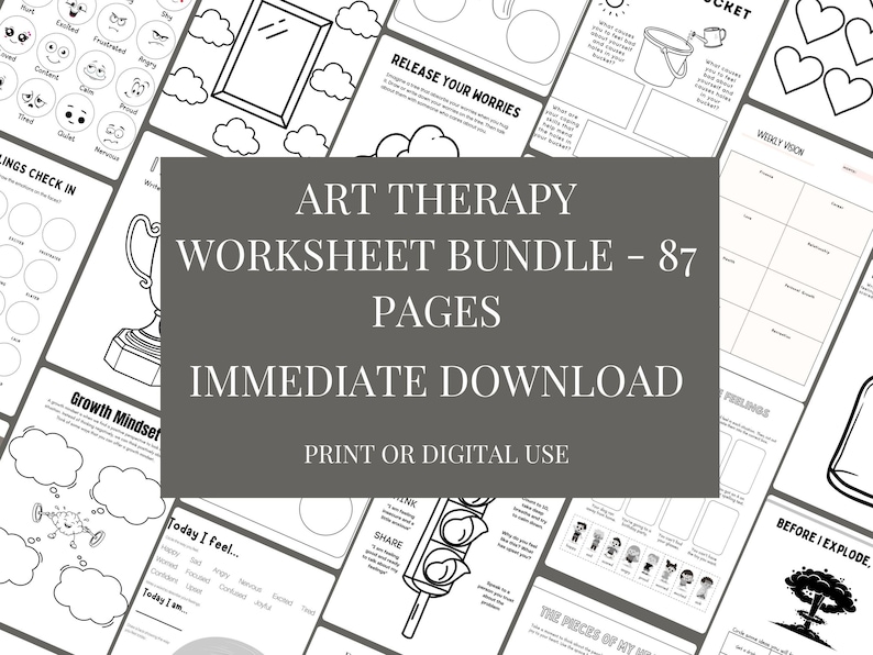 Art Therapy Worksheets for Mental Health School Counselors Therapists ...