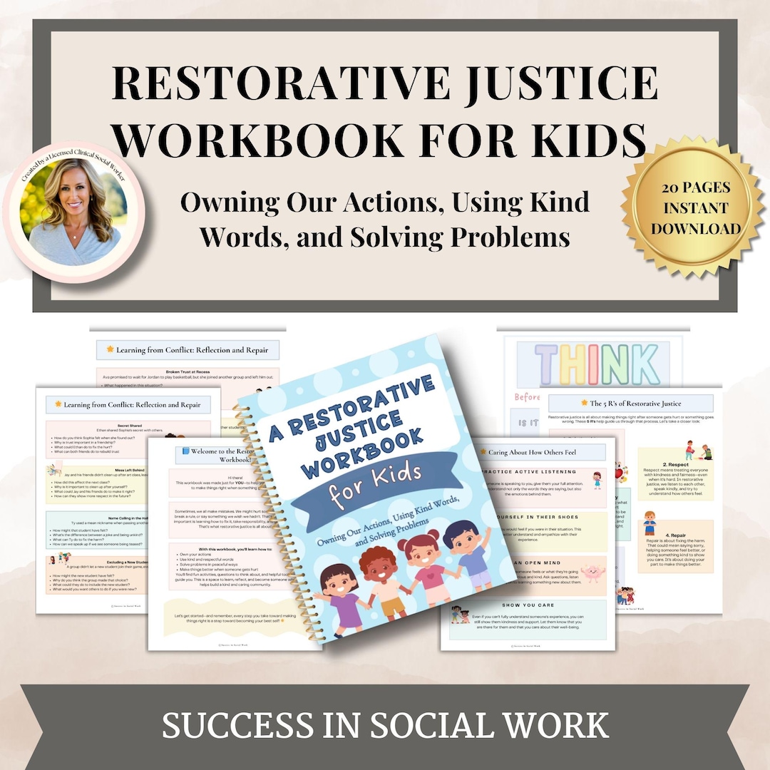 Restorative Justice Workbook for Kids, Coping Skills,conflict ...