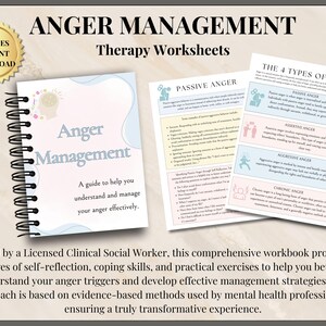 Anger Management Workbook Therapy Worksheets Calming Strategies Self ...