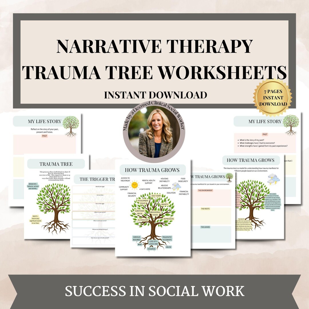 Trauma Tree Narrative Therapy Life Story Worksheet, Tree of Life, PTSD ...