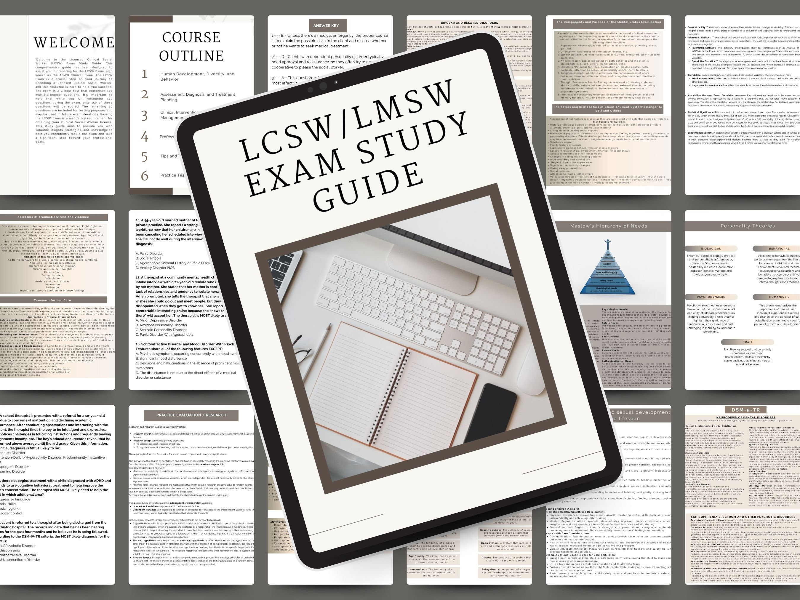 LCSW/LMSW Study Guide, ASWB Exam Tool, Complete Lcsw Lmsw Exam Study ...