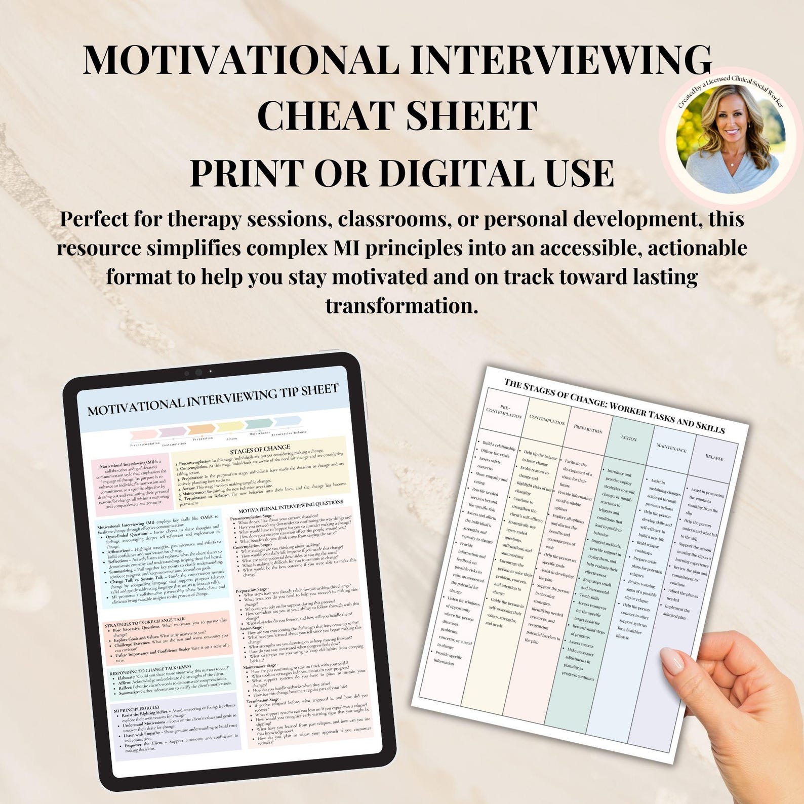 Motivational Interviewing Stages of Change Cheat Sheet, Motivational ...