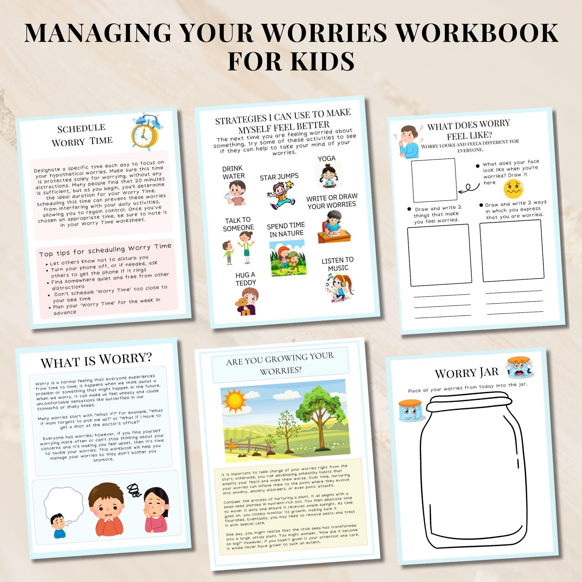 Anxiety Workbook for Kids, Kids Anxiety Coping Skills for Calming ...