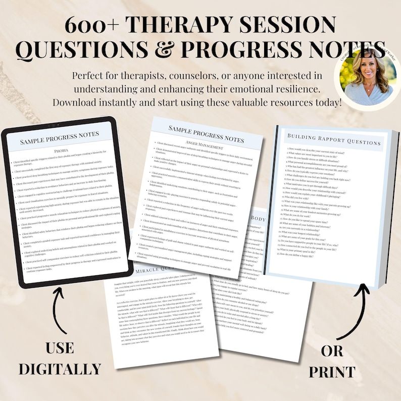 Therapy Progress Note Templates & Therapy Session Questions Therapy ...