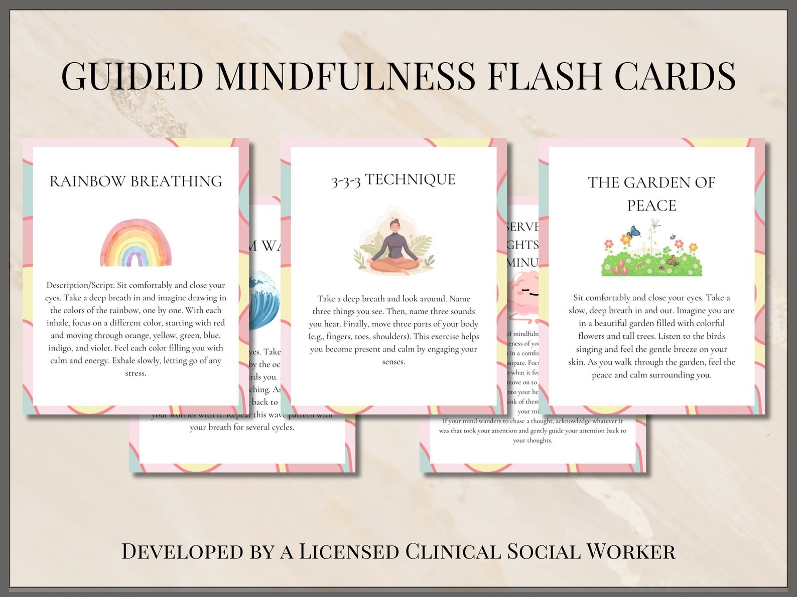 Guided Mindfulness Flash Cards, Anxiety Coping Skill Cards, Guided ...