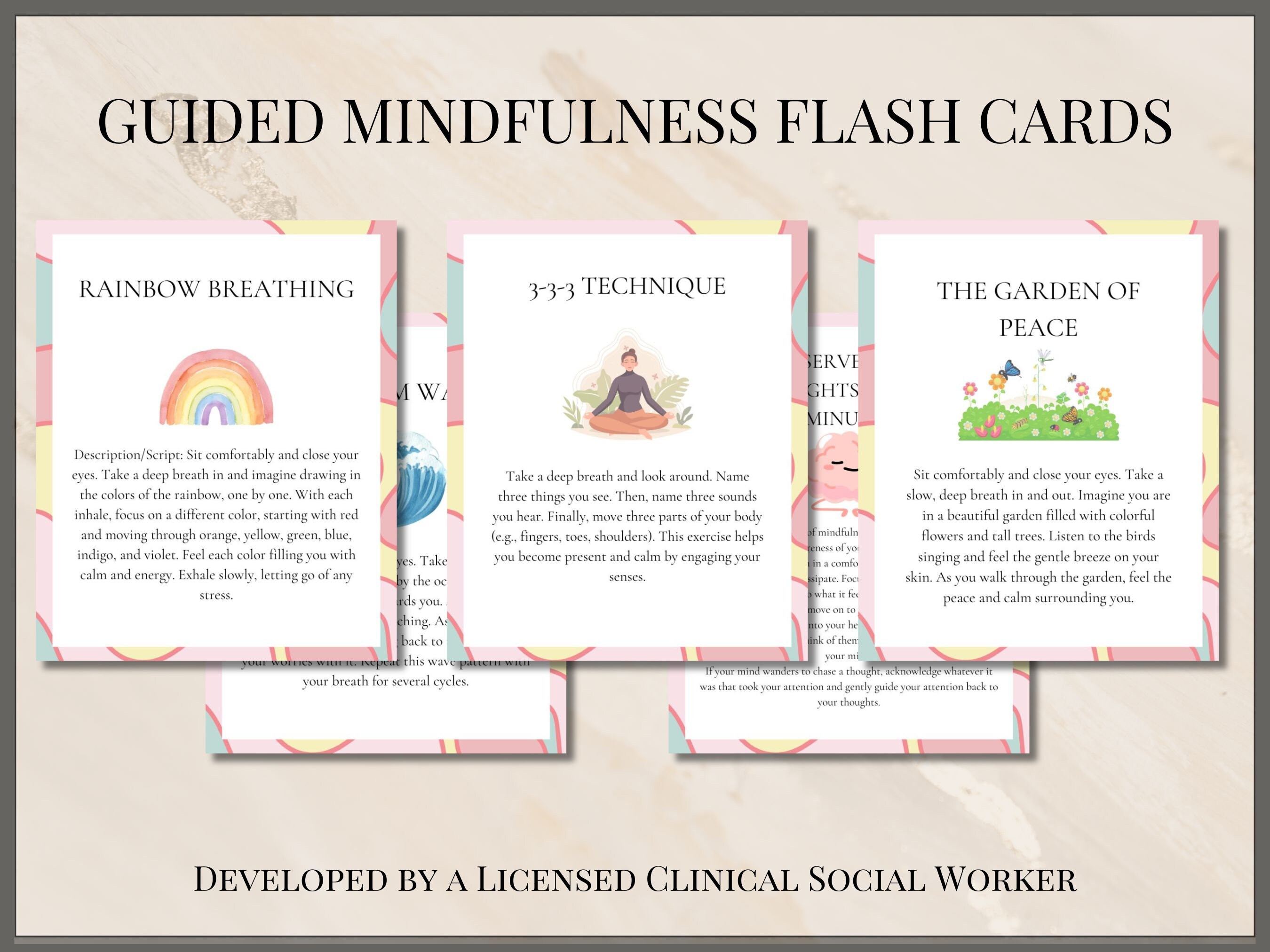 Guided Mindfulness Flash Cards, Anxiety Coping Skill Cards, Guided ...