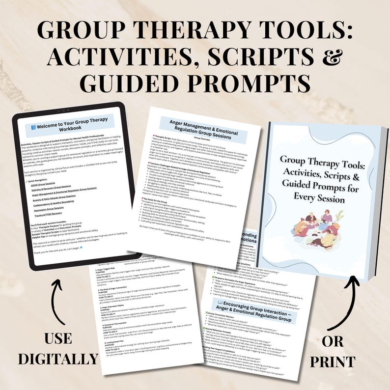 Group Therapy Workbook & Cheat Sheet, Counseling Template, Therapist ...