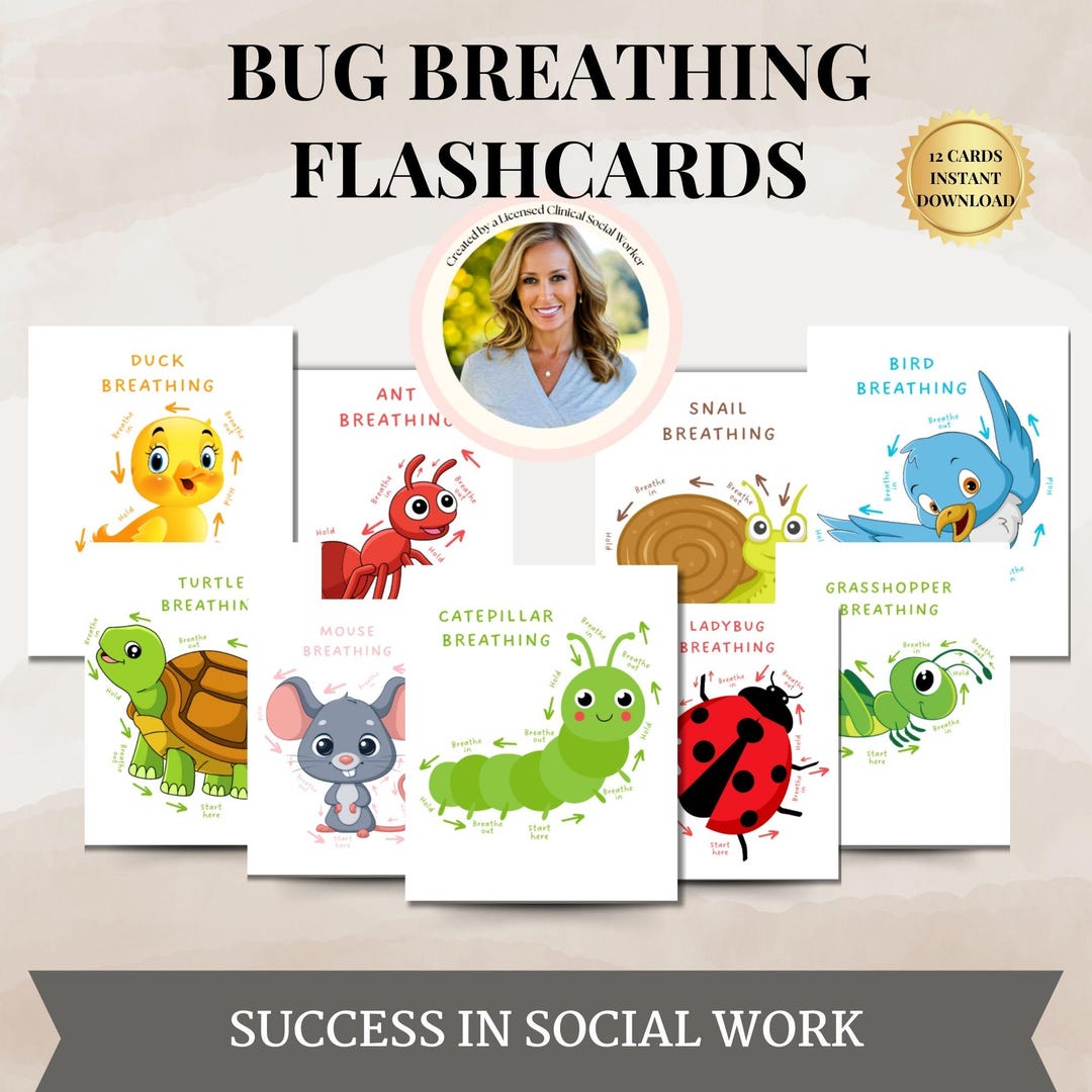 Kids Mindfulness Bug Breathing Cards, Coping Skills, Coping Strategies ...