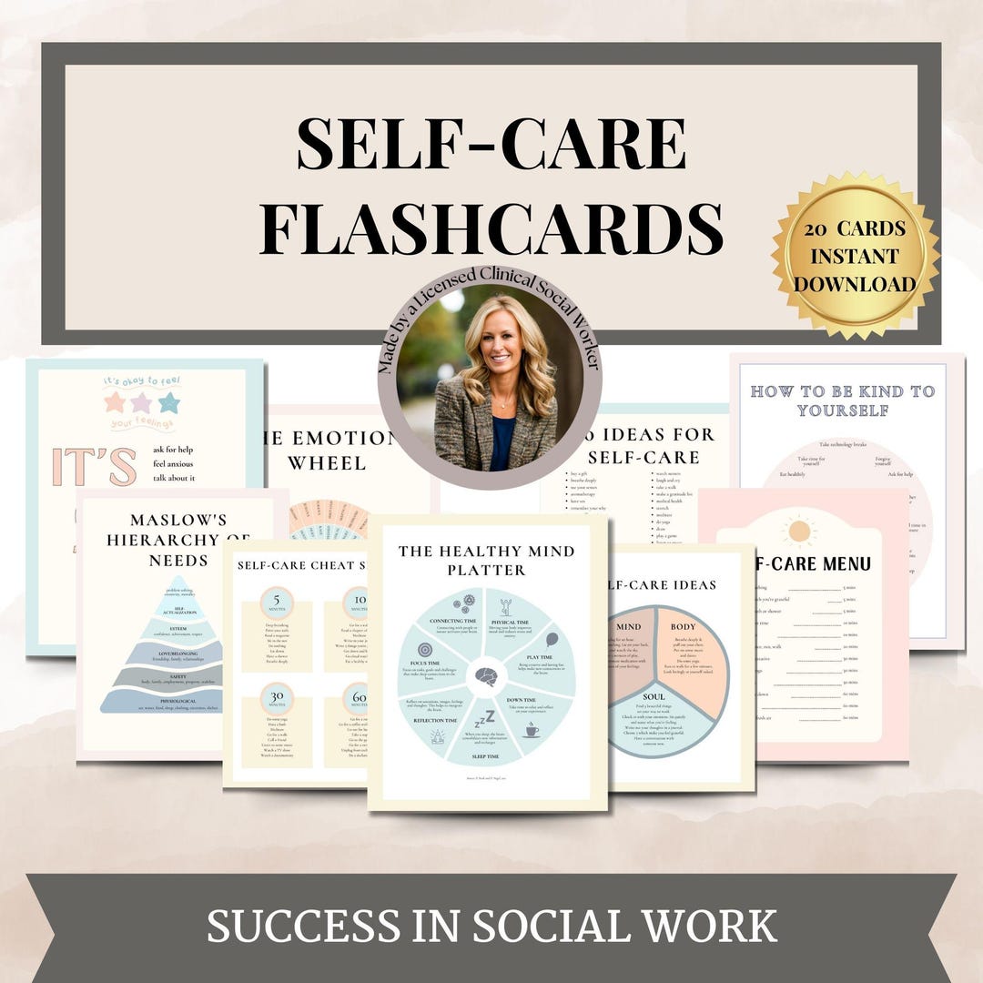 Self-care Flash Cards, Therapy Office Art, Counselor Office Decor ...