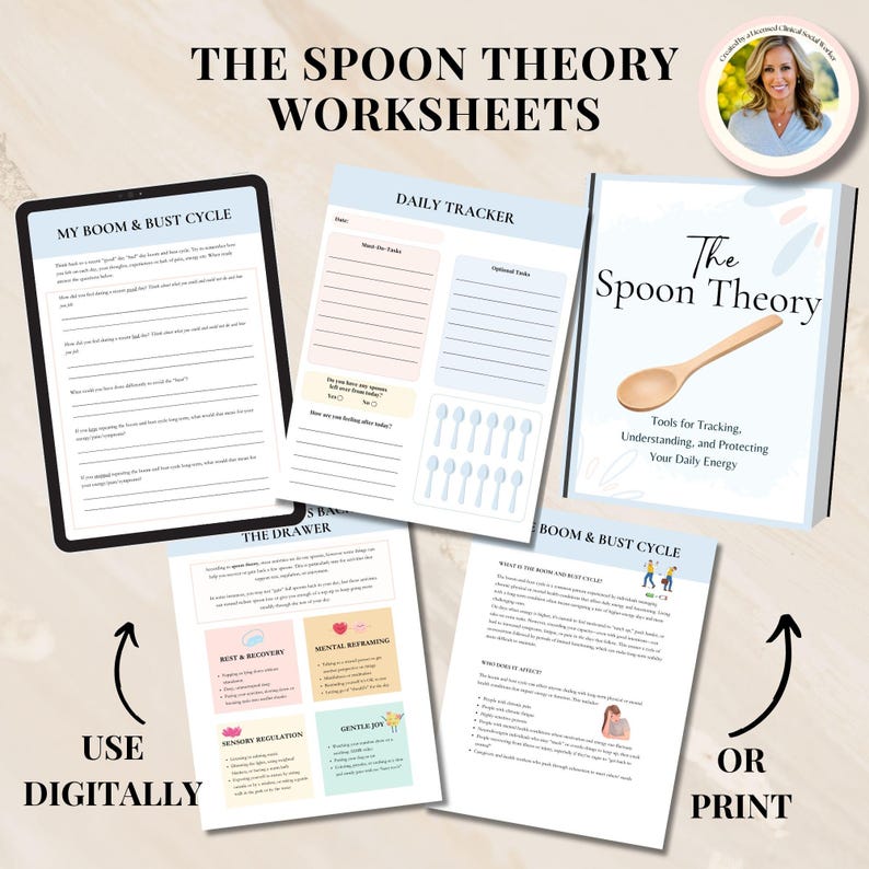 Spoon Theory Worksheets With Boom & Bust Cycle and Daily Spoon Count ...