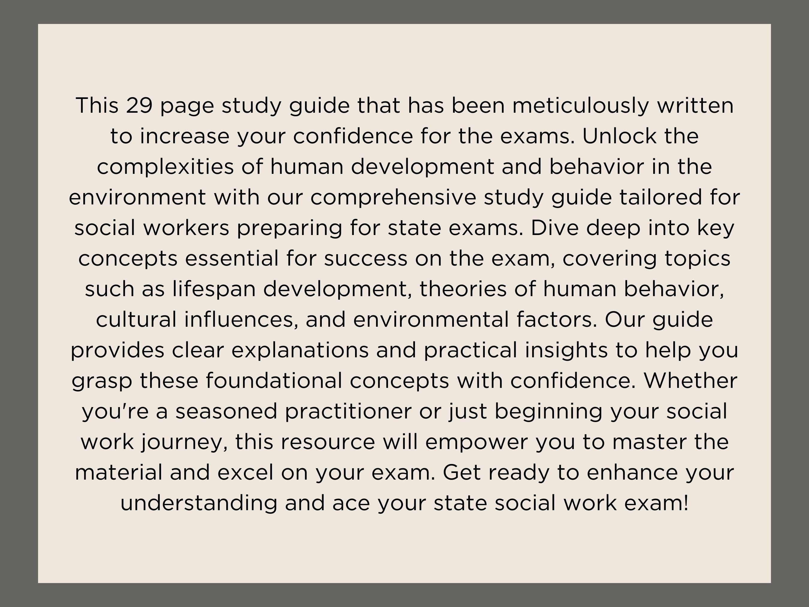 Social Work Study Guide,human Development& Behavior,msw Study Guide ...