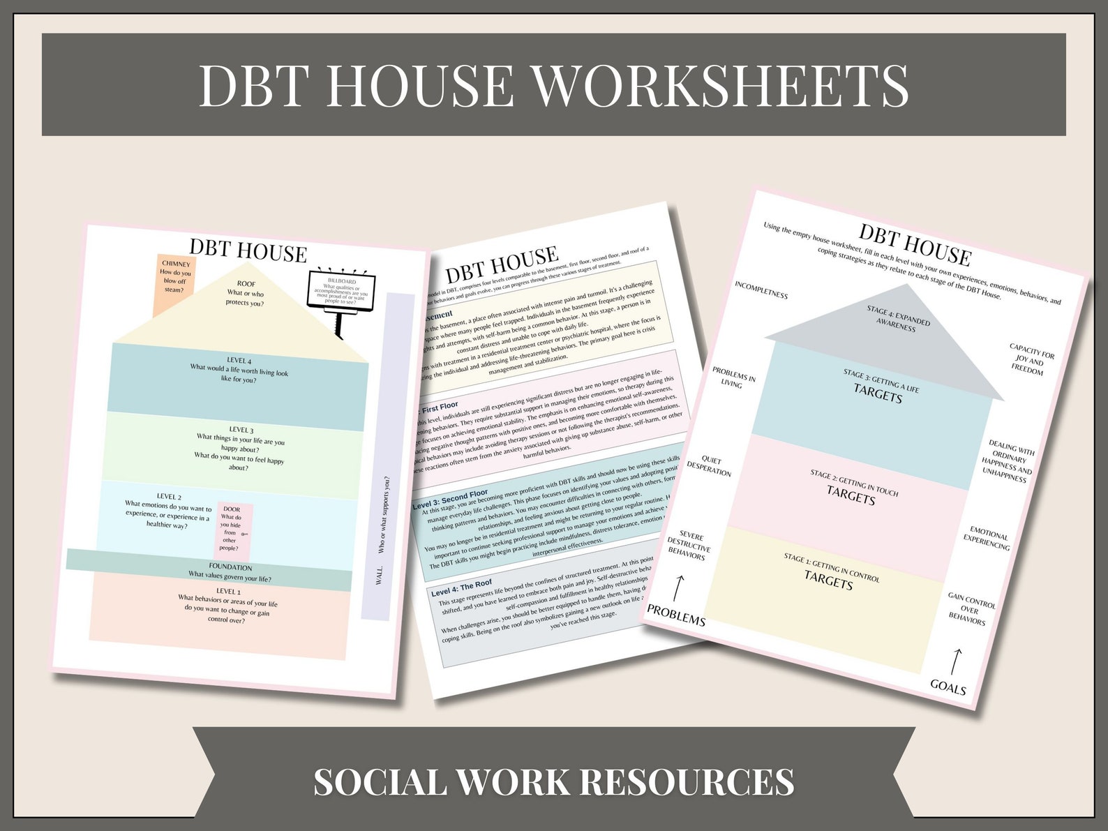 DBT House, Anxiety House Worksheet, DBT Skills, Dialectical Behavior ...