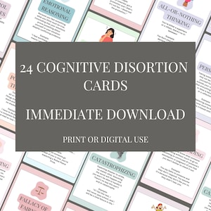 Cognitive Distortion Flash Cards, Cognitive Behavioral Therapy, Therapy ...