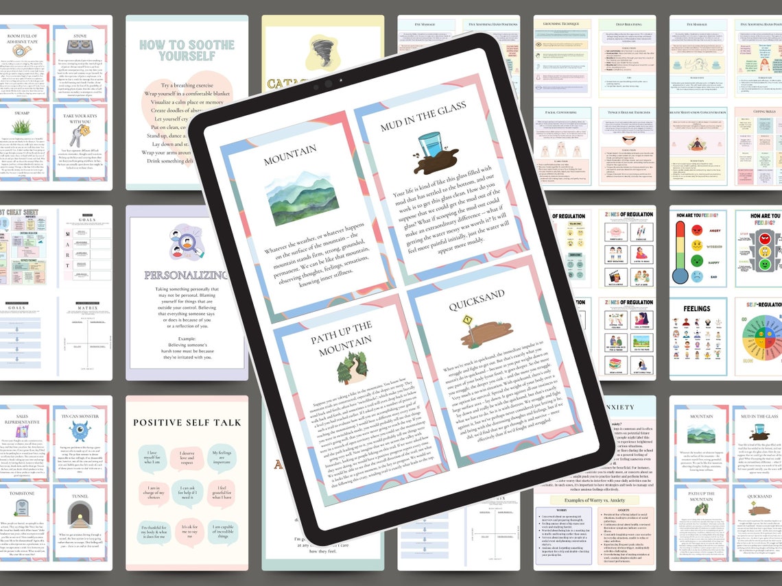 Anxiety Coping Skill Flashcards Workbook Digital Printable Worksheets ...