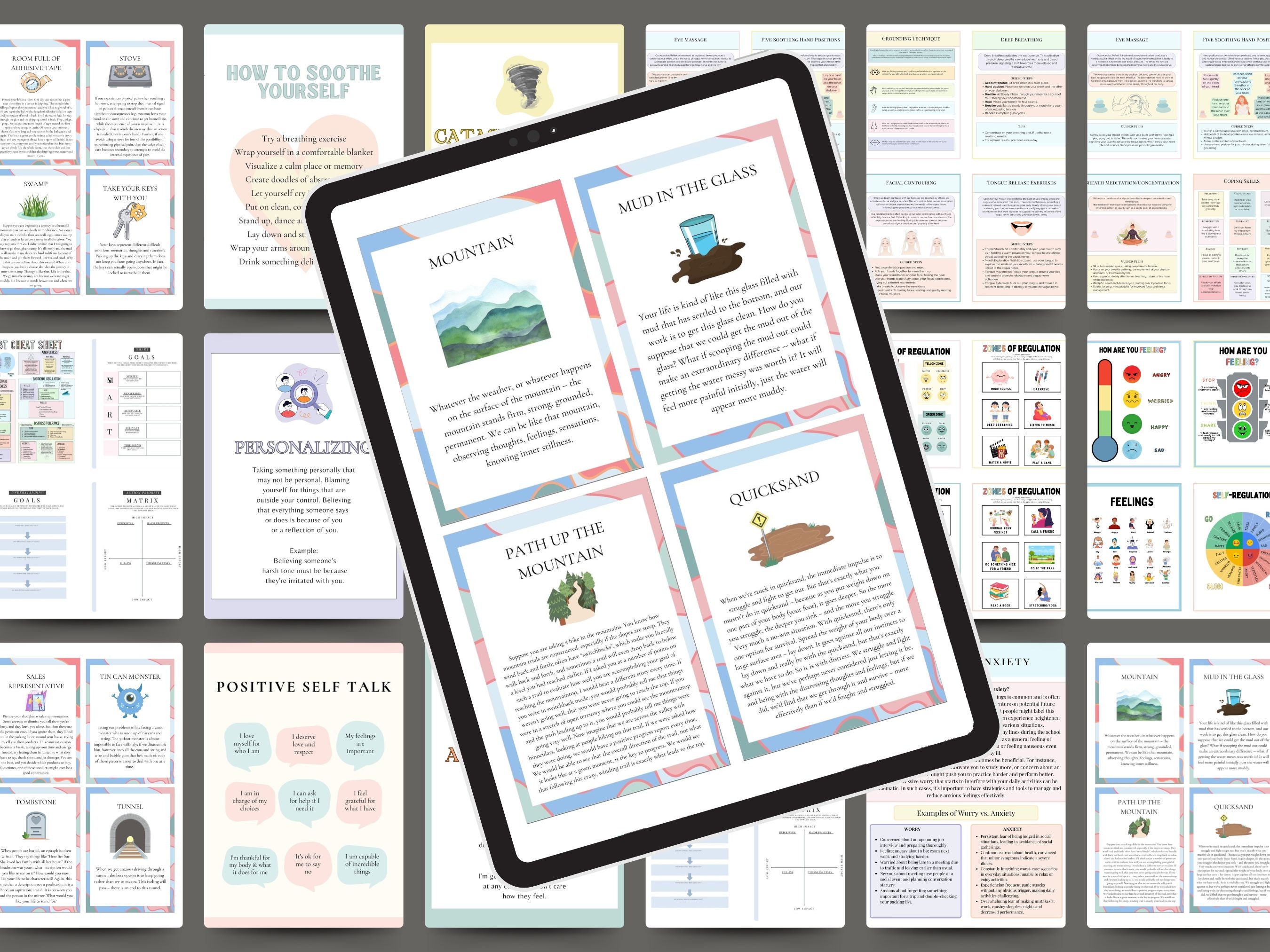 Anxiety Coping Skill Flashcards Workbook Digital Printable Worksheets ...