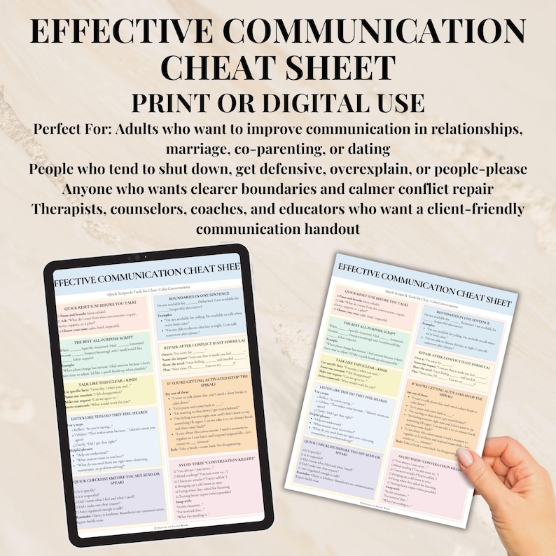 Effective Communication Cheat Sheet Printable PDF | Calm Conflict ...