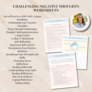 Challenging Automatic Negative Thoughts, Mental Health Printable, CBT ...