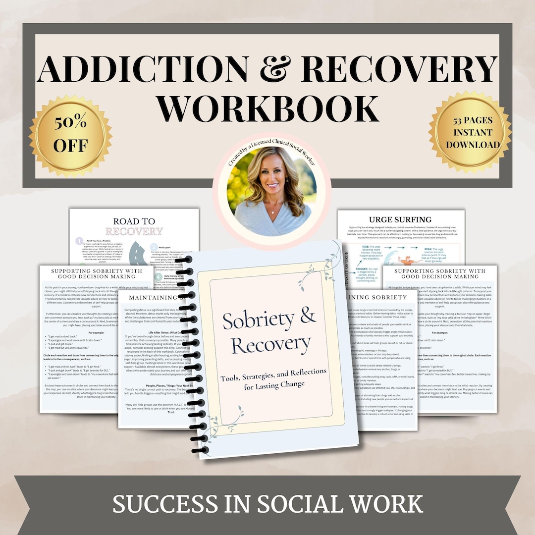 Sobriety Worksheets, Therapy Workbook, Addiction and Recovery ...