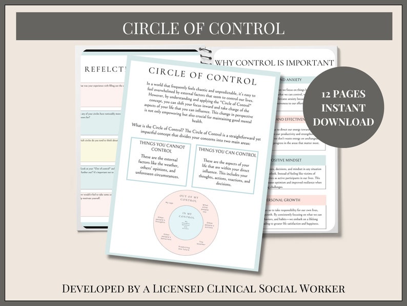 Circle of Control Therapy Worksheets, Worry Worksheets, Things I Can ...