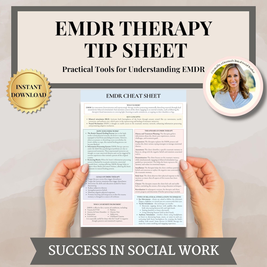 EMDR for Therapists Cheat Sheet, Eye Movement Desensitization and ...