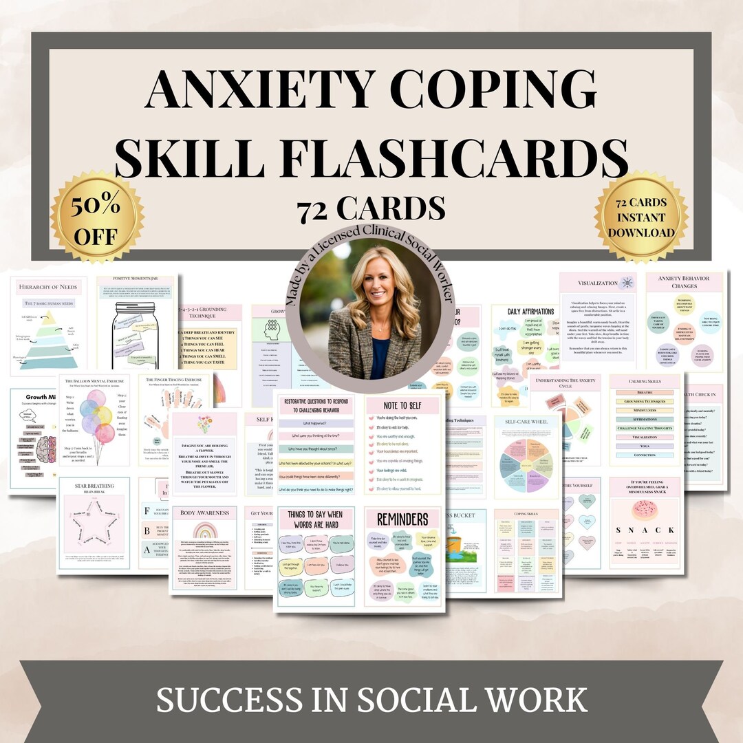 Anxiety Coping Skills Flashcards Workbook Digital or Printable ...