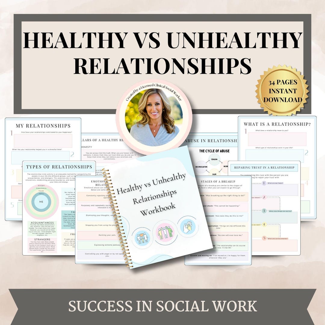Healthy Vs Unhealthy Relationships Workbook, Teen Therapy Worksheets ...