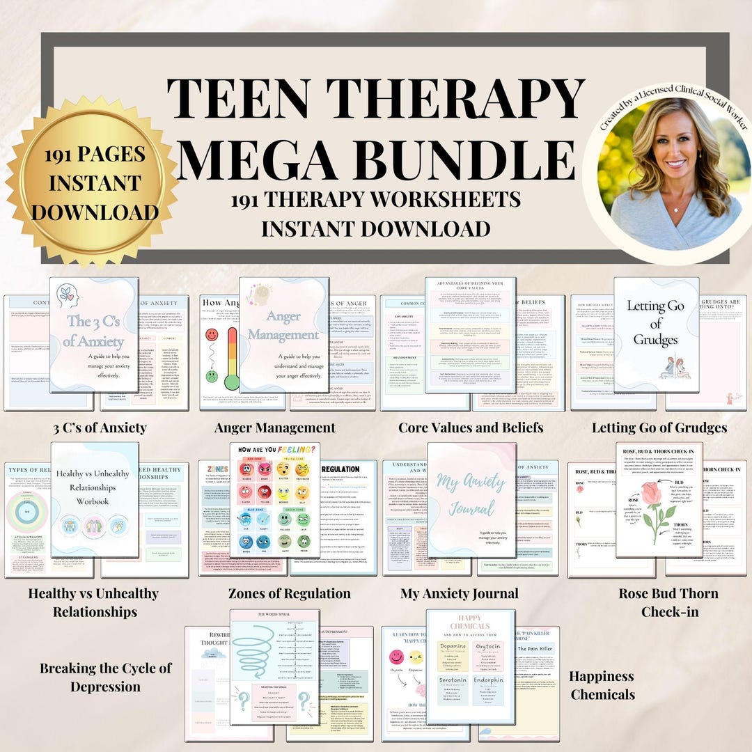 Teen Therapy Worksheet Mega Bundle Life Skills Worksheet Bundle ...