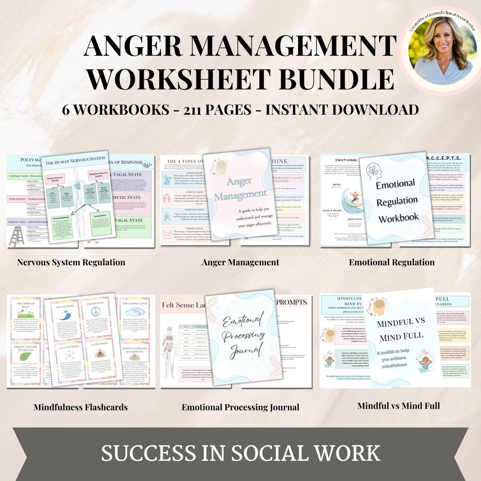 Anger Therapy Workbook Bundle, Anger Management Workbook & Worksheets ...