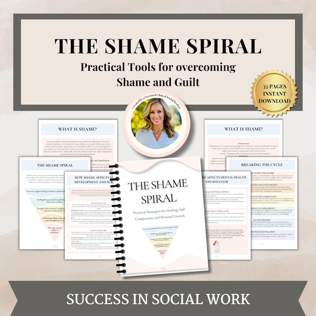The Shame Spiral Therapy Workbook Self-care Journal, Therapy Worksheets ...