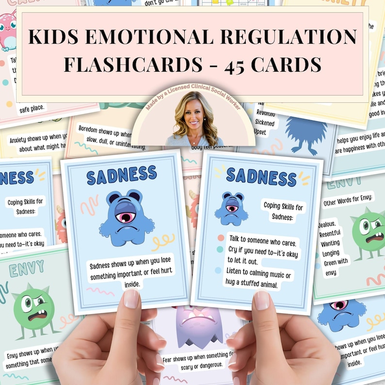 Emotional Regulation Coping Skill Therapy Flashcards for Kids Tool for ...
