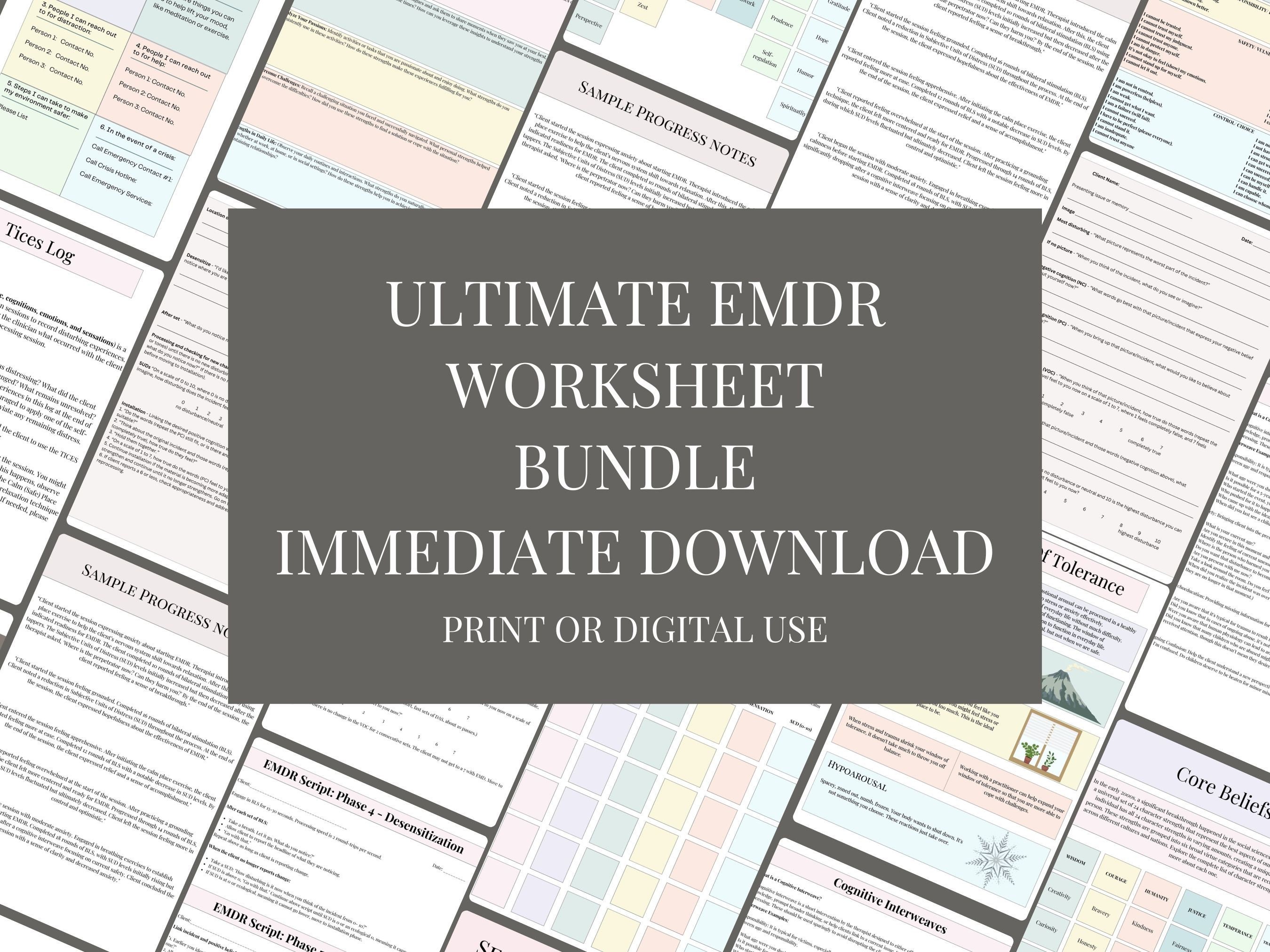 EMDR Bundle, EMDR Worksheets, Emd Tools, Emdr Interweaves, Counseling ...
