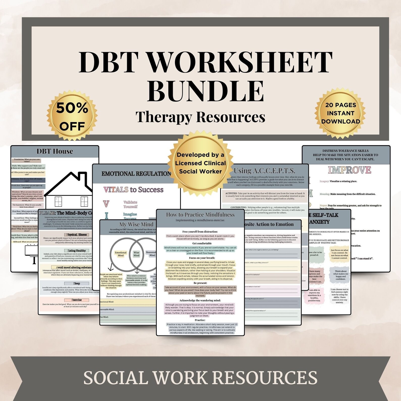 DBT Worksheets for Therapist, Dbt Skills, Dbt Workbooks. Dbt Printables ...