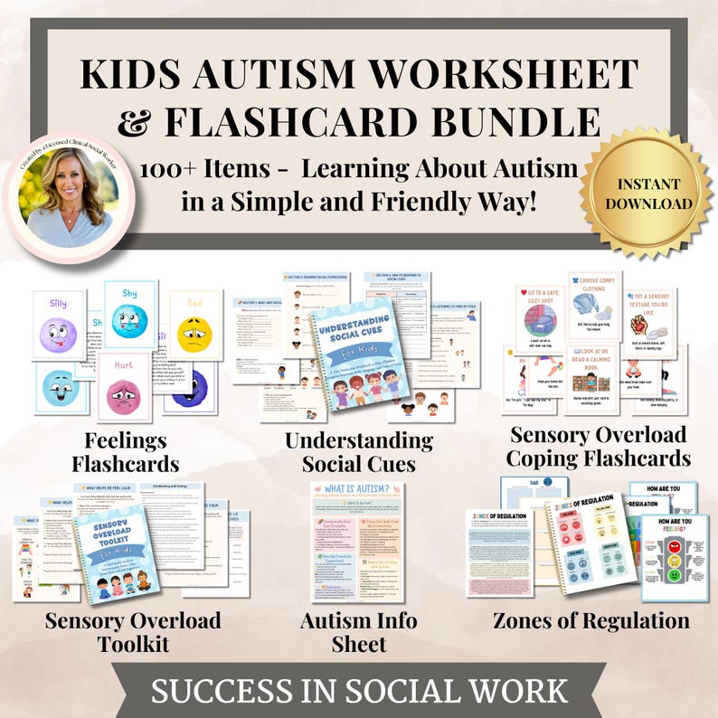 Kids Autism Workbook Bundle for Therapist, Social Worker, Parent ...