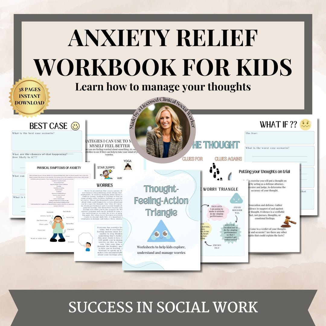 Managing Worries for Kids, CBT Worry Workbook for Kids, Anxiety ...