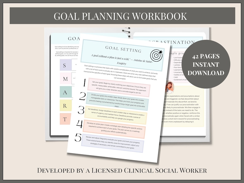 Goal Planner Bundle, SMART Goal Setting Kit,monthly Habits Reflections ...
