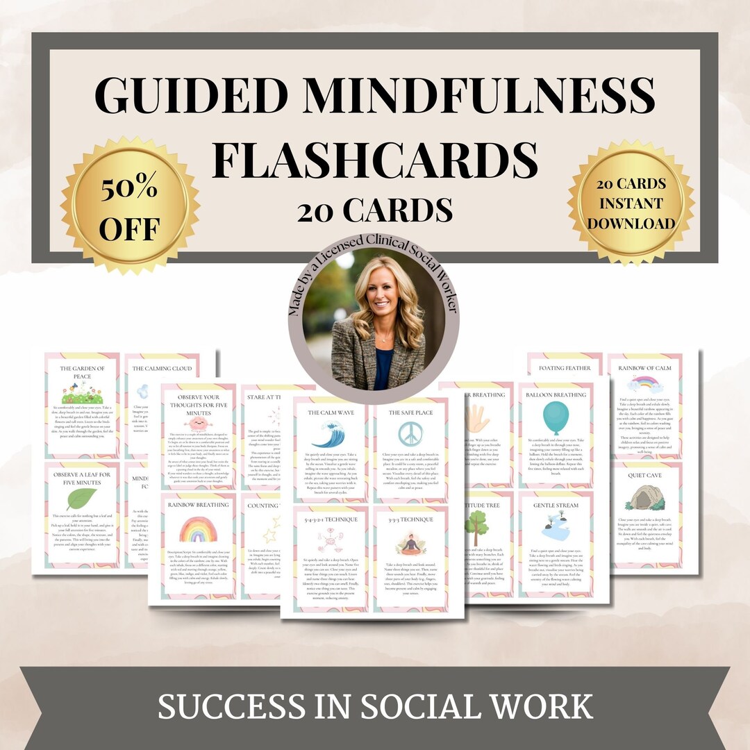 Guided Mindfulness Flash Cards, Anxiety Coping Skill Cards, Guided ...