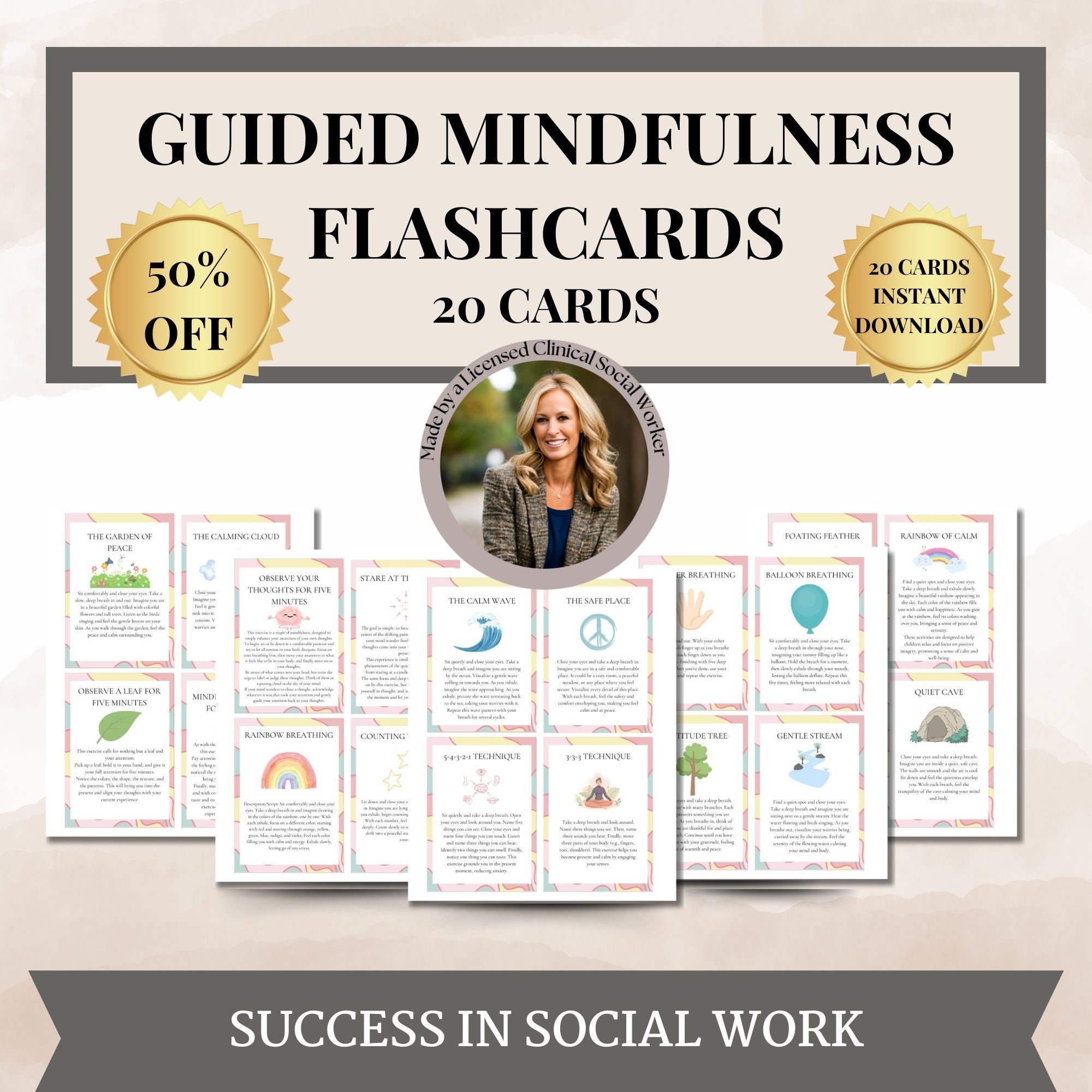 Guided Mindfulness Flash Cards, Anxiety Coping Skill Cards, Guided ...