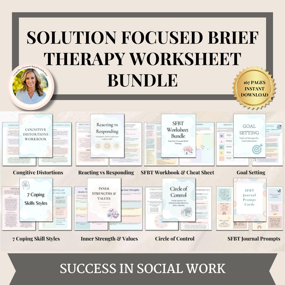 Solution Focused Therapy Mega Bundle, Mental Health,sfbt Worksheets ...