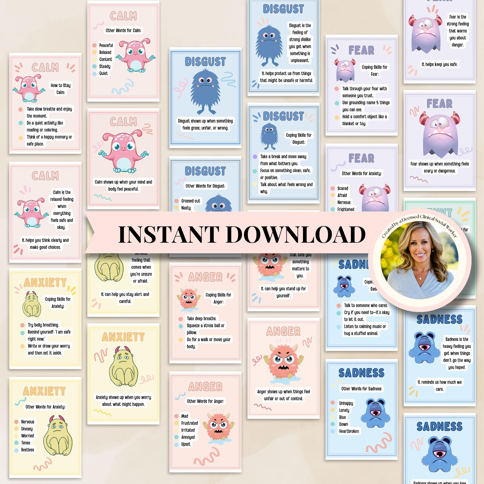 Emotional Regulation Coping Skill Therapy Flashcards for Kids Tool for ...